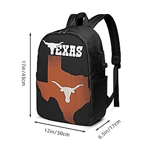VNCXCNCN I Love TEXAS Laptop Backpack Classic Backpack Music Elements Travel Backpack Sports Backpack With USB port