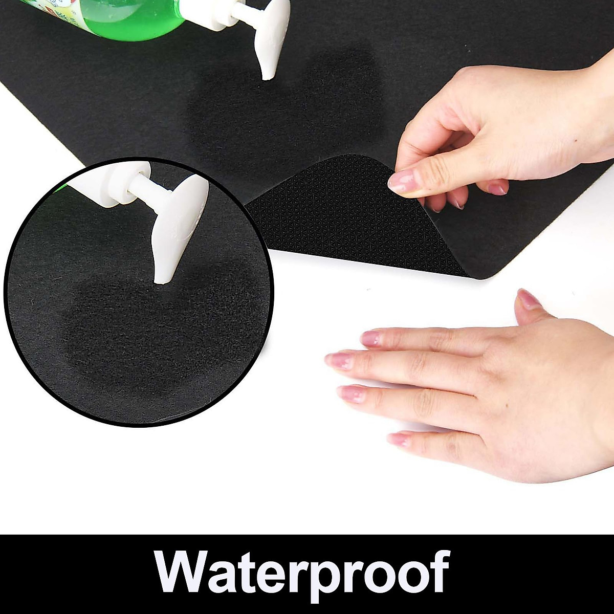 AiBOB Under the Sink Mat, 24 X 30 in, Durable Premium Mats Protect Kitchen and Bathroom Cabinets, Waterproof Absorbent Shelf Liner, Black