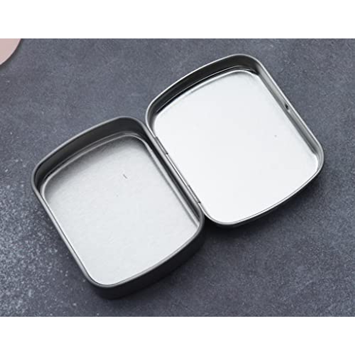 Ruwado 4 Pcs Small Storage Box Metal 6 x 5 x 1.5 cm Rectangle Empty Hinged Tins with Lid Organizers Containers for Earring Crafting Jewely Pills Home Hooks Small Items (Leaves)