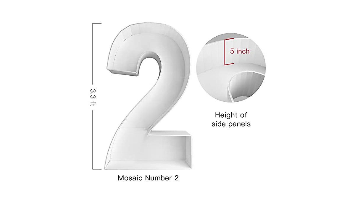 Big Number 2 Balloon Frame for 2nd Birthday & Events - Unidemo