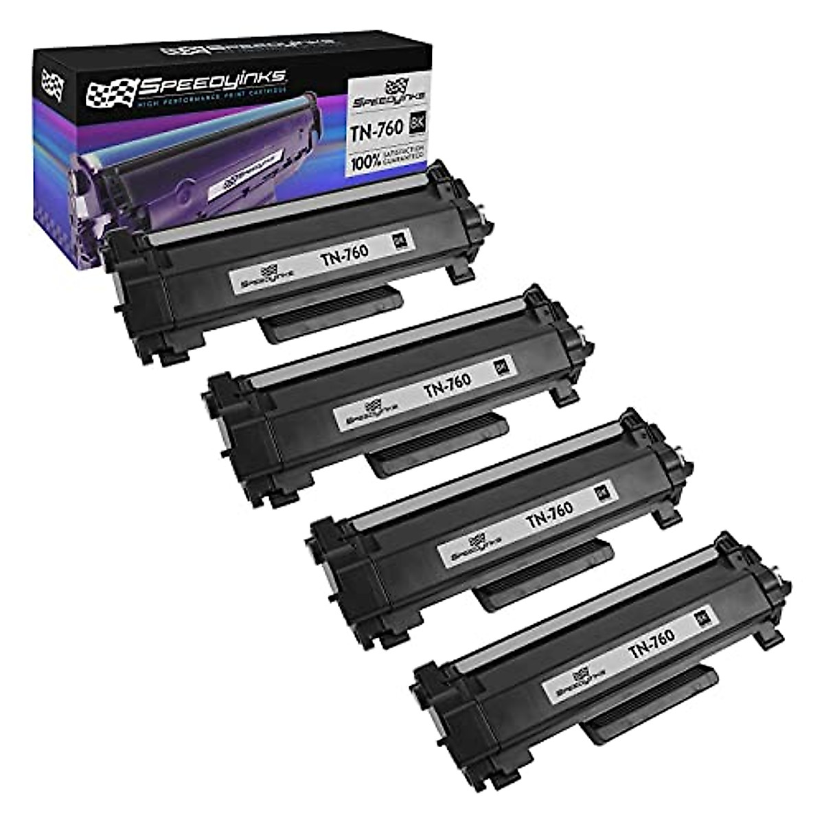 SPEEDYINKS Compatible Toner Cartridge Replacements for Brother TN760 TN-760 TN730 TN-730 High Yield (Black, 4-Pack) for DCP-L2550DW, HL-L2350DW, HL-L2370DW, HL-L2395DW, MFC-L2690DW, MFC-L2730DW