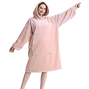 CozyLeep Wearable Blanket Hoodie - Oversized Long Snuggle Blanket Sweatshirt for Adult Teens Women Men Birthday Idea Gifts, Pink