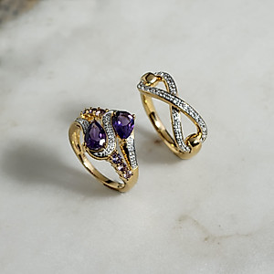 Ivy Gems Women Infinity Promise Ring in Sterling Silver Yellow Gold Plated Finish with White Topaz Accent Jewelry Size 7