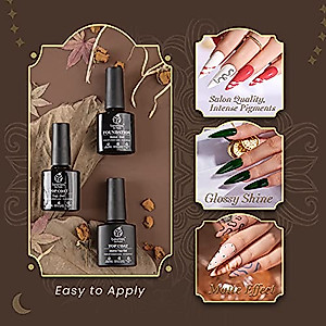 Beetles 20Pcs Gel Nail Polish Kit with Base Gel Top Coat- Lucky Tarot Collection White Black Nude Grey Glitters Gel Polish Golden Journey Nail Art Green Nails UV Manicure Gifts for Women
