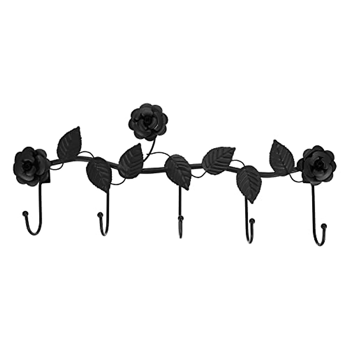 Zerodeko Iron Art Wall Hook Door Back Hook Storage Rack Rose Flower Hook Towel Hook Holders Wall Mounted Hanger Coat Rail Rack Hat Hooks Organizer Black Coat Hook Rack