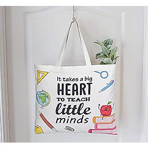 Teacher Appreciation Gifts - Teaching Tote Canvas  Bag for Men Women,It Takes A Big Heart To Teach Little Minds 