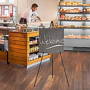 Mutualsign Display Easel Stand Black Easel Folding Tripod Floor Standing Poster Easel, Lightweight Metal Porta ble Display Easel, Base 63" Max, Supports 5 pounds