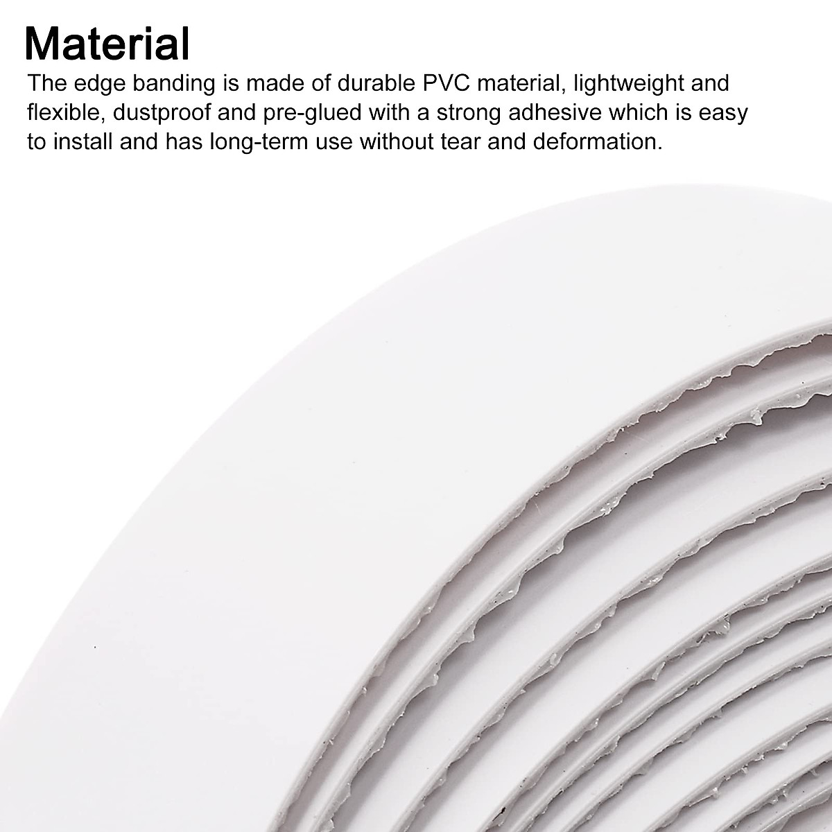 uxcell Edge Banding, 1-1/8 inch x 24.6ft Pre-Glued White Veneer Edging Iron-on Flexible Edge Banding for Cabinet Repair Furniture Restoration