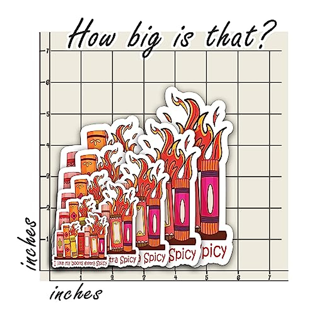 Miraki I Like My Books Extra Spicy Sticker, Book Lover Sticker, Reading Sticker, Book Nerd Sticker, Water Assitant Die-Cut Vinyl Booktok Decals for Laptop, Phone, Water Bottles, Kindle Sticker