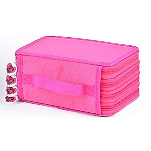 Tofficu Colored Pencil Case with Compartments 72 Slots Handy Pencil Bags Large for Watercolor Pencils Gel Pens and Ordinary Pencils (Roso)