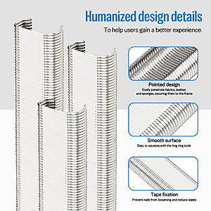 meite C560-14 Gauge 1-1/2-Inch Crown Stainless Steel Heavy Duty C Ring Staples Compatible with MTC560 Hog Ring Plier in Fastening, Building Landscape Gabions (3,000 PCS)