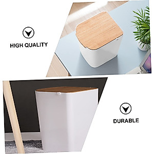 CIYODO 1Pc Modern Plastic Trash Can with Lid Press Type Garbage Bin for Kitchen Bathroom Office Slim Design Waste Storage Container
