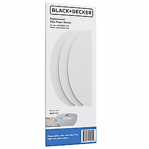 BLACK+DECKER Insect Glue Trap Wall-Mounted UV Light Bug Lamp Adhesive Glue-Board Replacements (3 Pack)