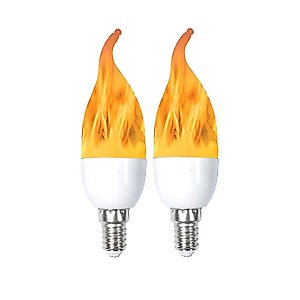 QLEE Led Flame Bulb E12 Candelabra Flame Bulbs 3 Watt 3 Mode LED Chandelier Bulb Flame Light Warm White Candle Light for Festival Hotel Bar Party Celebration Events Christmas Decorations