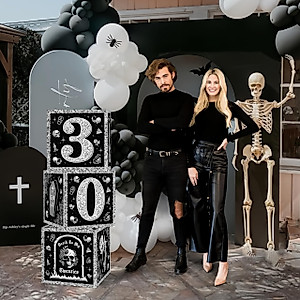 Death to My 20s Decorations 30th Birthday Decorations Boxes for Her Him, Rip to My 20s Balloon Blocks Black Balloon Boxes with Letters for Funeral for My Youth Dirty 30 Birthday Party Supplies