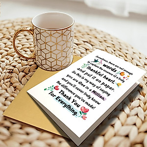 Chenive Lovely Thank You Card, Poem Thank You Card for Teacher Doctor Nurse, Appreciation Card for Friend Coworker Boss, Thank You for Everything