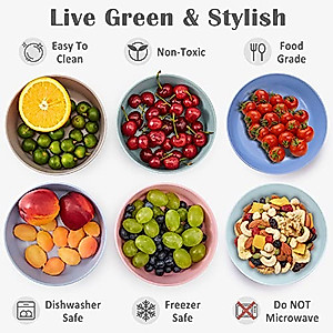 HM-tech 6pcs Bamboo Kids Bowls (20 fl oz) for Baby Feeding, Toddler Bowls, Tableware for Baby Toddler Kids Bamboo Toddler Dishes & Dinnerware Sets