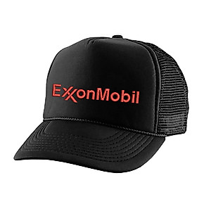 Exxon Mobile Trucker Hat Embroidered Adjustable Cap (Black)