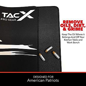 Gun Cleaning Mat | 12 x 24 Inch | 2A Tattered Distressed US Flag | 3mm Padded Non-Slip | Oil & Solvent Resistant Pistol or Rifle Build Pad | Large Workbench or Shooting Mat | Gun Cleaning Kit Add-On