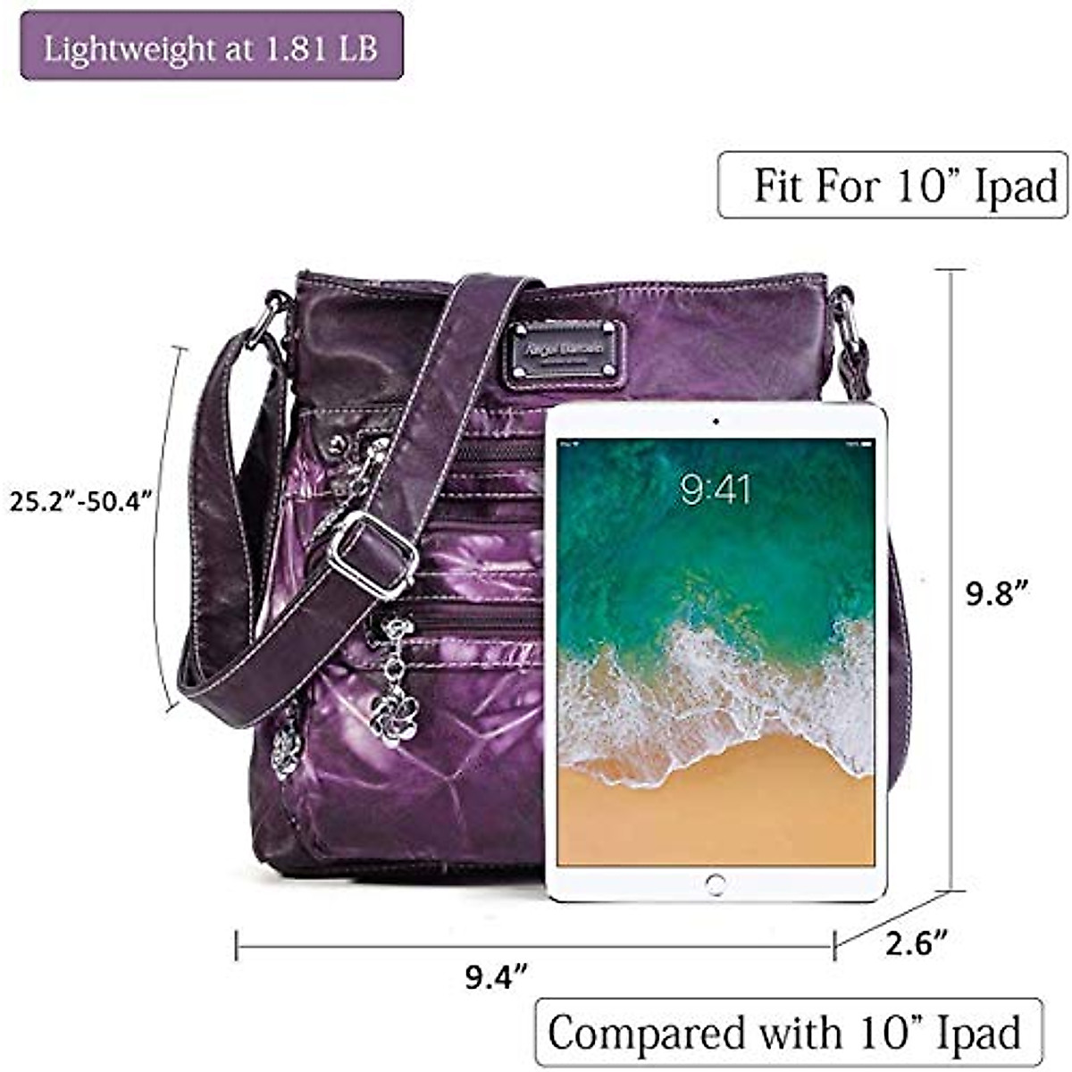 Angel Barcelo Crossbody Purses and Handbags for Women, Shoulder Purses for Girl Women Purple