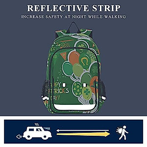 CHIFIGNO Happy St Patricks Day Kids Backpack, Sturdy Carry on Laptop Backpack, School Bags for Girls Boys 6-12