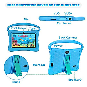 ATMPC Tablet for Kids, Kids Tablet, 7 Inch Kids Tablets 32GB ROM 3GB RAM Android11 Tablet for Kids 3-14 with 2.4G WiFi, GMS, Eye Protection, Educational, Parental Control, Tablet with Silicone Case