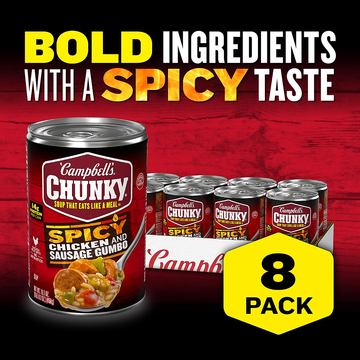 Campbell's Chunky Soup, Spicy Chicken and Sausage Gumbo, 16.1 oz Can (Case of 8)