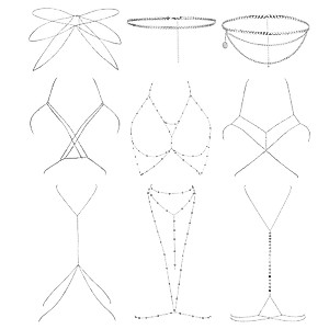 YOVORO 9PCS Sexy Belly Waist Chain for Women Bikini Body Chain Beach Bra Chain Jewelry Set S