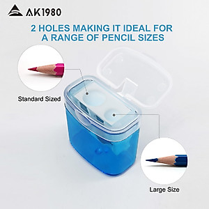 Manual Pencil Sharpeners, 4PCS Colorful Compact Dual Holes Sharpener with Lid for Kids & Adults, Portable Pencil Sharpener for Travel School Office and Art Room