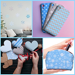 14 Pieces Christmas Winter Leather Sheets Glitter Faux Leather Fabric Snowflake Snowman Printed Leather Fabric for Bow Earring Making DIY Craft, 8.3 x 6.3 Inch (Multiple Style)