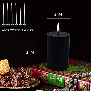 Black Pillar Candles, 12 Packs 2x3 Inch Unscented Dripless Cylinder Candles for Home, Halloween, Party (24 Hour)