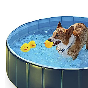 Osvela Duck Dog Toy Rubber Water Floating Bath Squeak Toy for Dogs Cats 4 Pack