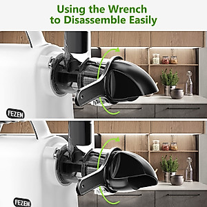 Juicer Machines, Fezen Slow Cold Pressed Juice Extractor for Fruits and Vegetables, 90% Juice Yield, Quiet Motor & Reverse Function, Easy to Clean Masticating Juicer, BPA FREE, with Brush & Recipes