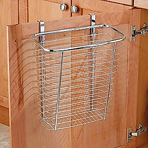 iDesign Axis Steel Over the Cabinet Storage Basket Organizer for Kitchen, Pantry, Bathroom, Office, Dorm Room, 7.1" x 12.2" x 14.2", Chrome