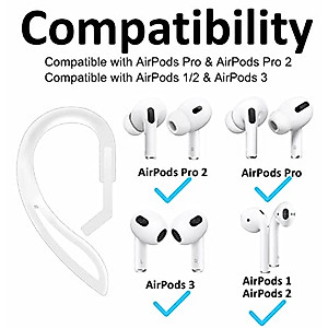 Adjustable Ear Hooks Compatible with AirPods Pro 2 2022 Release [ Anti-Slip ], 360 Degree Rotation Adjustment Earhooks Sport Holder Wings Compatible with AirPods 3 2 1 & Pro 4 Pairs Translucent