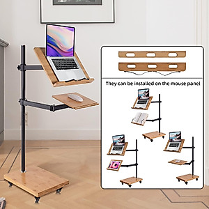 Laptop Stand for Couch,wishacc Rolling Workstation Stand Cart Desk for Laptops, Books, Tablets, and Art, Made for Sofa, Bed, Chair, or Standing