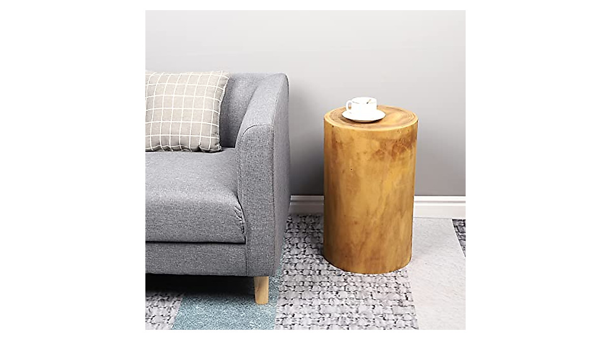 Athaliah Wooden Tree Stump Stool - Rustic Garden Side Table