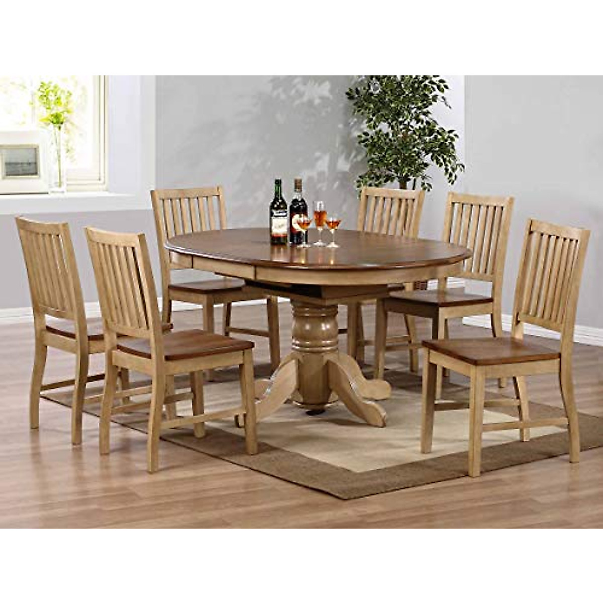Sunset Trading Brook Dining Table, Distressed Two Tone Light Creamy Wheat with Warm Pecan Brown 42 in x 60 in x 30 in