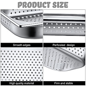 2 Pack Deep Perforated Steam Pan Stainless Steel Half Size Perforated Steam Table Food Pan Restaurant Supplies for Kitchen (12.8'' x 2.56'' x 10.43'')
