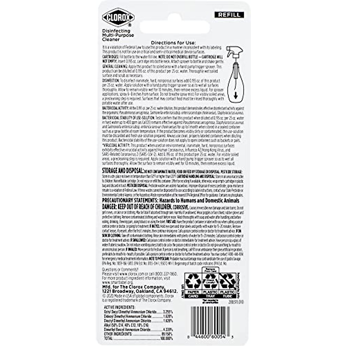 Clorox Disinfecting Multi-Purpose, Household Essentials, Cleaning Refills for Clorox Multi-Purpose Cleaning System, 2 Count