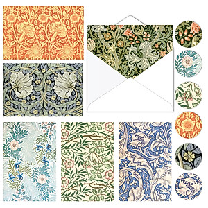 Kavoc 36Pack William Morris Greeting Cards with Envelopes Stickers Vintage Floral Patterned Blank Note Cards for Bridal Shower Wedding Birthday Party Thank You Supplies