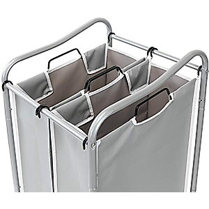 SimpleHouseware 2-Bag Heavy Duty Rolling Laundry Sorter Cart, Silver