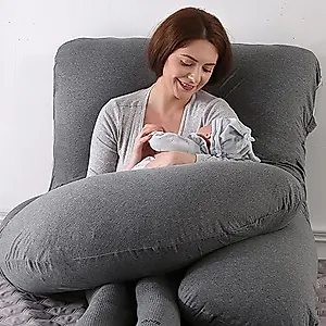 BATTOP Pregnancy Pillow Cover for U+J Shaped Body Pillow,57 inch Large Pregnancy Pillowcase,Cooling,Machine Washable Replacement Cover,Fits Most 55/57 Inch,Cover Only