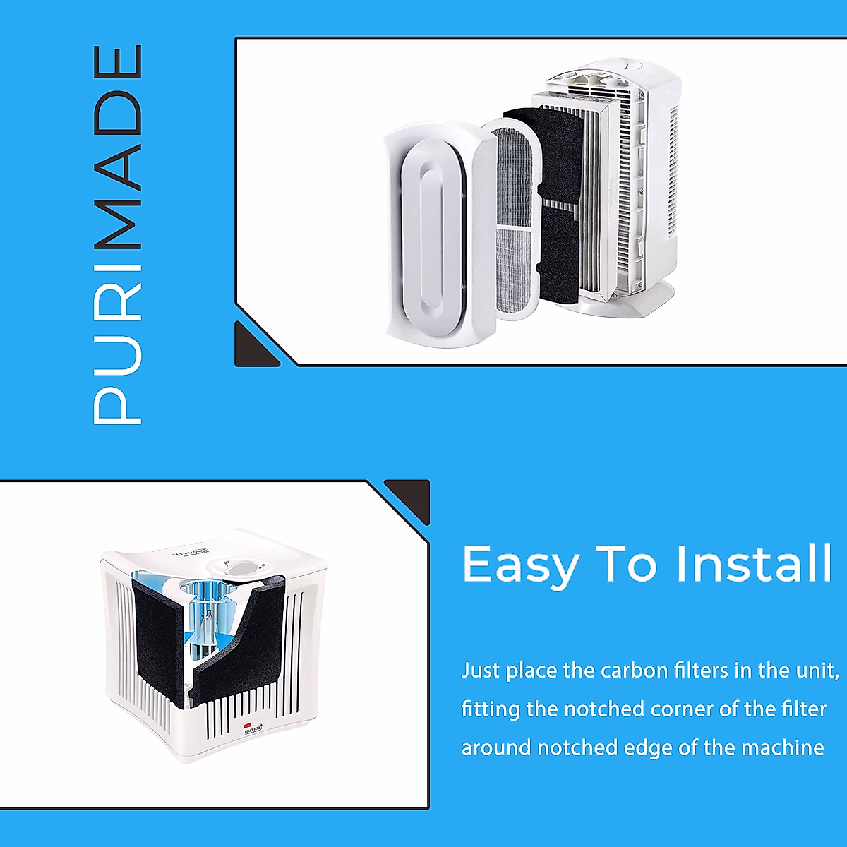 PURIMADE Hamilton TrueAir Replacement Carbon Filter, 12Pack Hamilton Beach TrueAir Filters with 6Pcs Carbon Bags