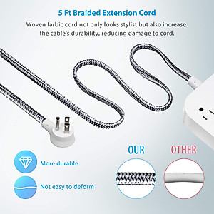 Cruise Power Strip 3 Outlets 4 USB Ports, Flat Plug, 5 Ft Extension Cord Non Surge Portector