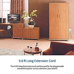 NTONPOWER Flat Plug Power Strip Bundle, 2 Outlets 3 USB Compact Power Strip with 10ft and 15 ft Extra Long Extension Cord, Right Angle Plug for Office, Home, Nightstand, Dorm Essentials