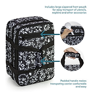 Insulated Casserole Travel Carry Bag Black and White Design