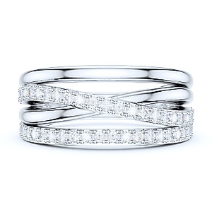 PRSTANI 8.5mm Wide Sterling Silver Criss Cross Infinite Simulated Round Brilliant Cut Diamonds Wedding Ring (8)