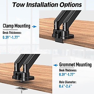MOUNTUP Dual Monitor Mount Fits 13''-39'' Screen, Ultrawide Dual Monitor Desk Mount Hold 4.4-33 lbs, Adjustable Gas Spring Double Monitor Arms, Computer Monitor Stand with USB, VESA Monitor Bracket
