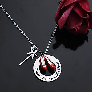 CHENVA Wizard of Oz Charm Bracelet/Necklace You Had the Power All Along with Ruby Red Slippers Inspirational Gift for Her (There's No Place Like Home)